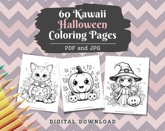 Kawaii Halloween Coloring Pages, 35 Pages, Creepy Kawaii, Cute Kawaii ...