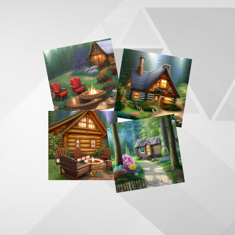 Cabin Life Digital Papers Forest Cabins Cabin in the Woods - Etsy