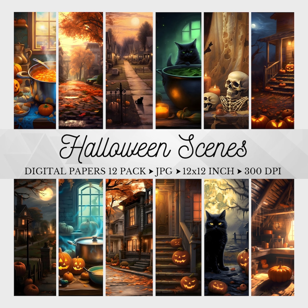 Halloween Digital Papers, Halloween Background, Halloween Junk Journal ...