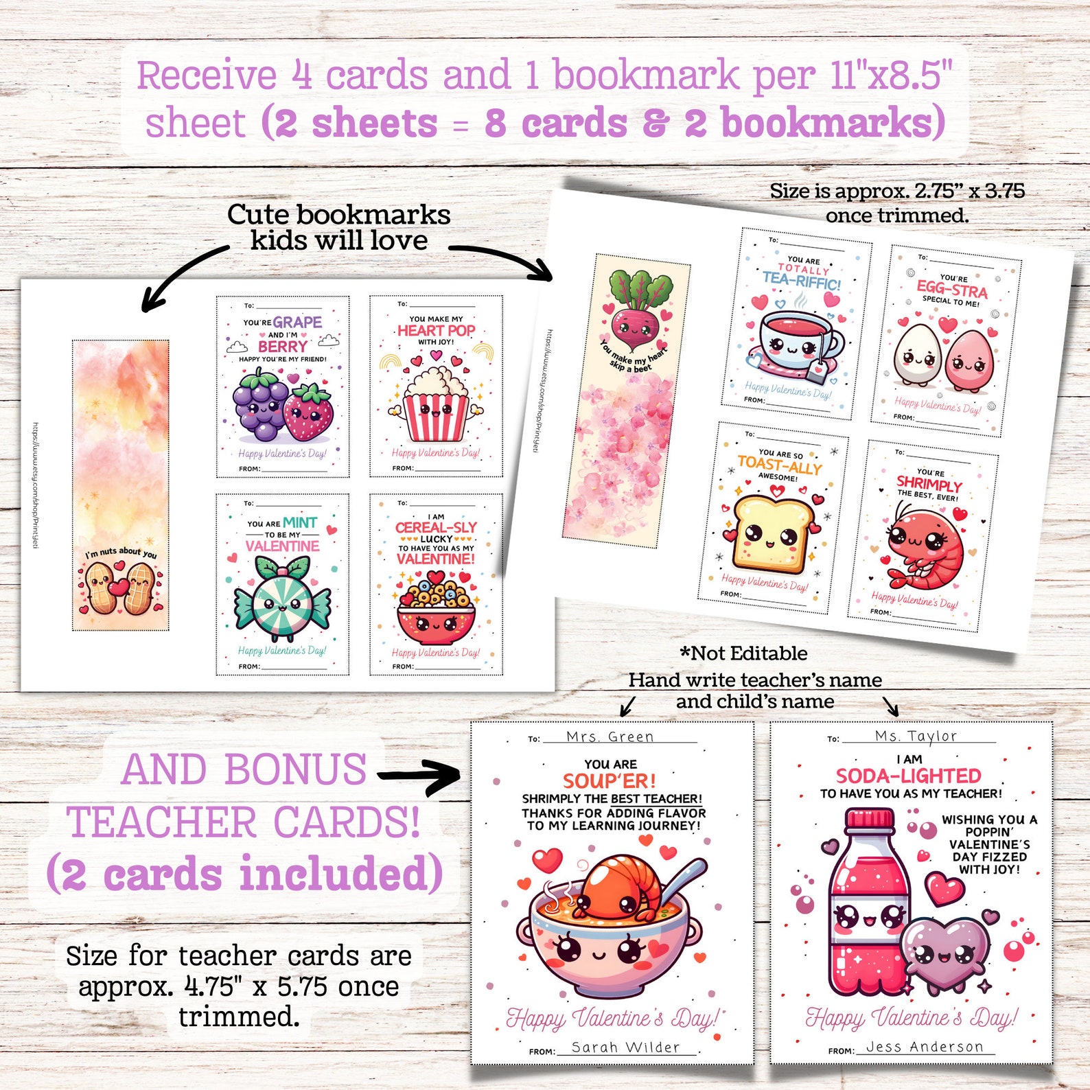 Cute Kawaii Valentines Cards, Kawaii Food Printable Valentine's Day ...