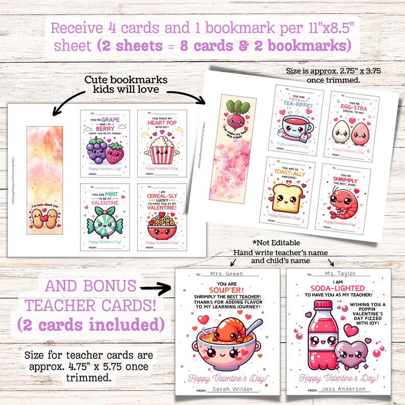 Cute Kawaii Valentines Cards, Kawaii Food Printable Valentine's Day ...