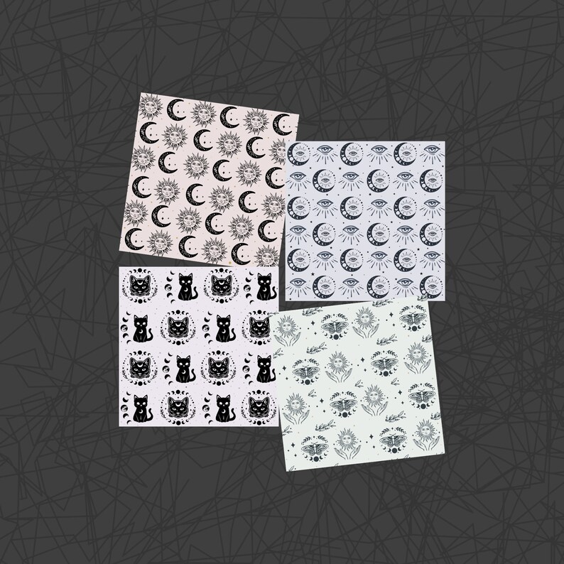 Celestial Mystic Digital Paper, Seamless Celestial Digital Paper ...