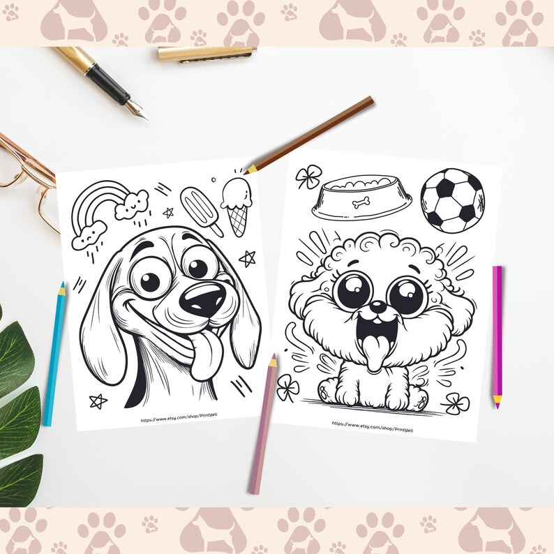 Cute and Funny Dogs Coloring Pages, 60 Pages, Cute Coloring, Printable ...