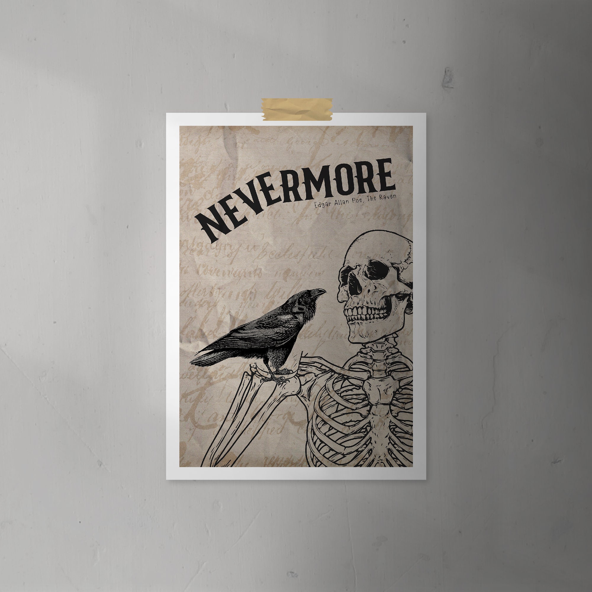 Nevermore, Edgar Allan Poe Print, Raven Print, Halloween Decor, Edgar ...