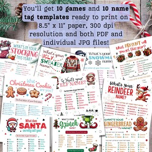 Printable Christmas Name Game Bundle, Christmas Party Icebreaker Games ...