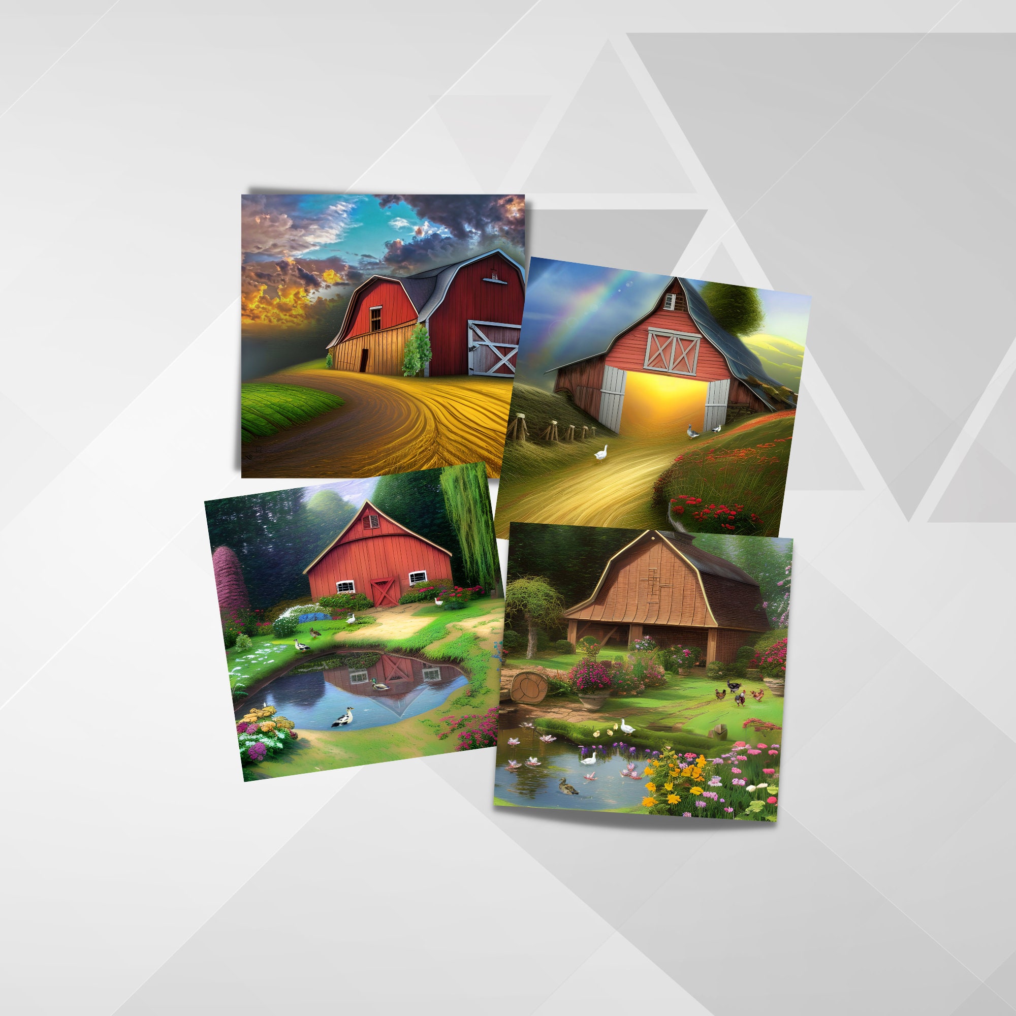 Country Barn Digital Paper Barn With Chickens Barn - Etsy