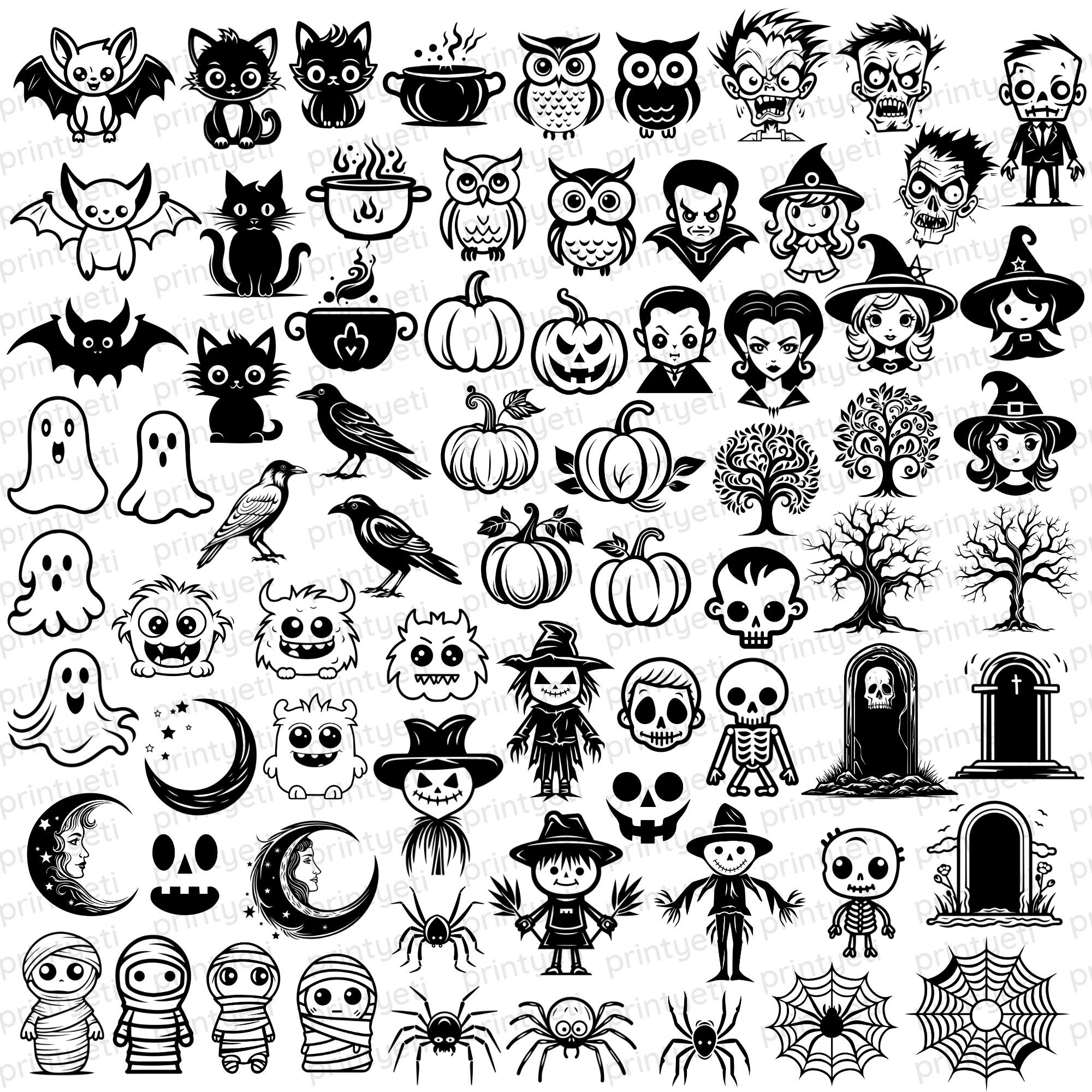 Halloween SVG Bundle, Set of 72 Cut Files for Cricut, Halloween ...