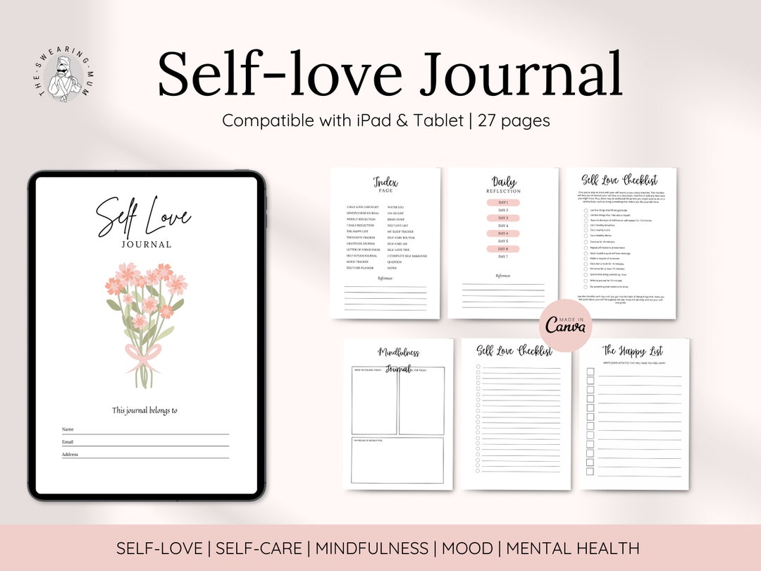 Self Love First Journal | Self-esteem Worksheet | Daily Self-care Diary ...