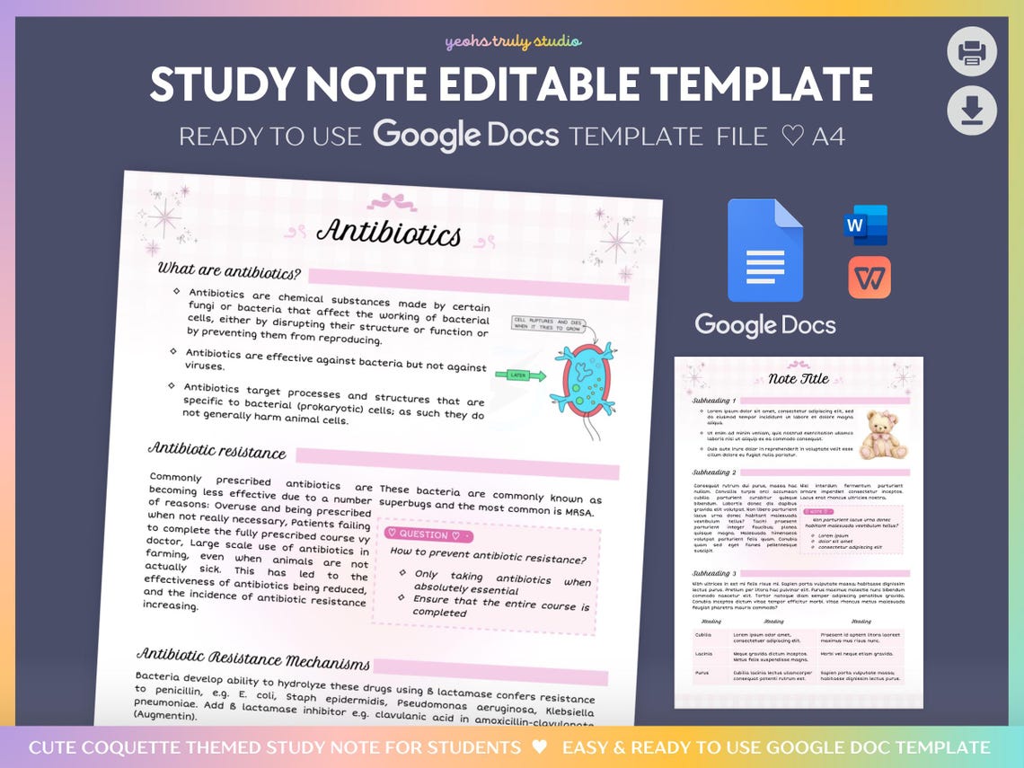 Editable Study Notes Template for Students | Ready-to-use Google Docs ...