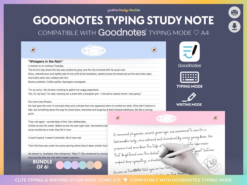 Goodnotes Typing Template: A4 Pastel Study Notes (digital Download) - Etsy