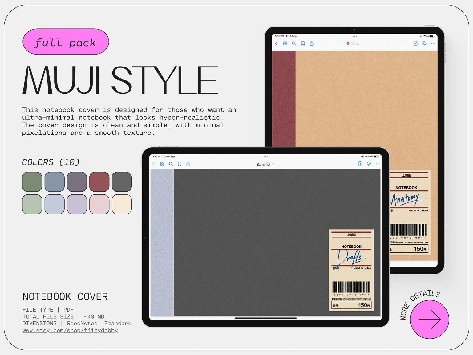 40 MUJI STYLE Notebook Cover • Landscape • Portrait • Aesthetic ...