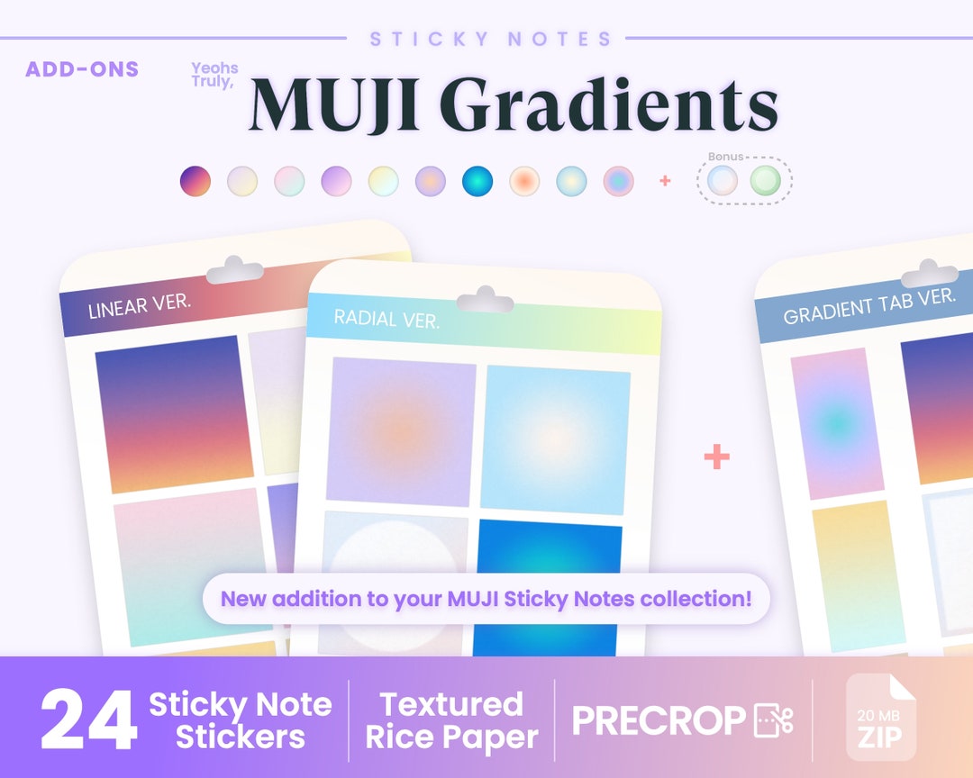 24 Sticky Note Stickers, Precut, Goodnotes Stickers, PNG, Essential ...