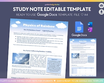 Editable Study Notes Template for Students | Ready-to-use Google Docs ...