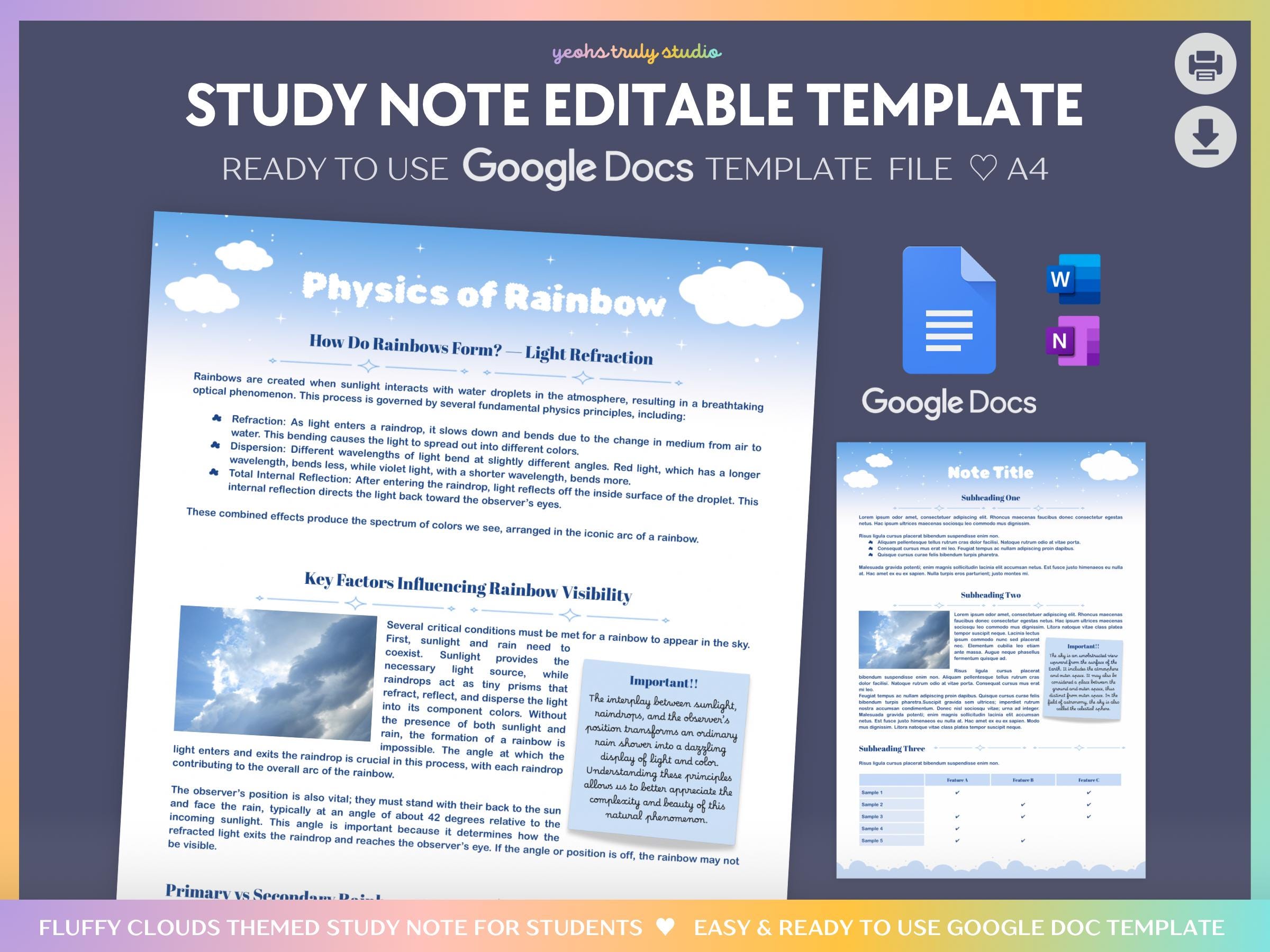 Editable Study Notes Template for Students | Ready-to-use Google Docs ...
