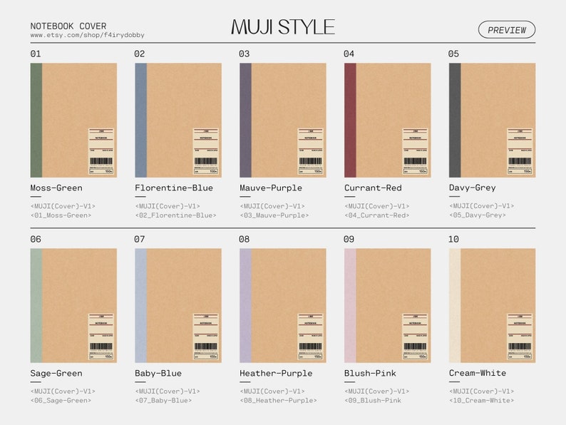 10 MUJI STYLE Notebook Cover • Portrait • Light • Aesthetic Notebook ...