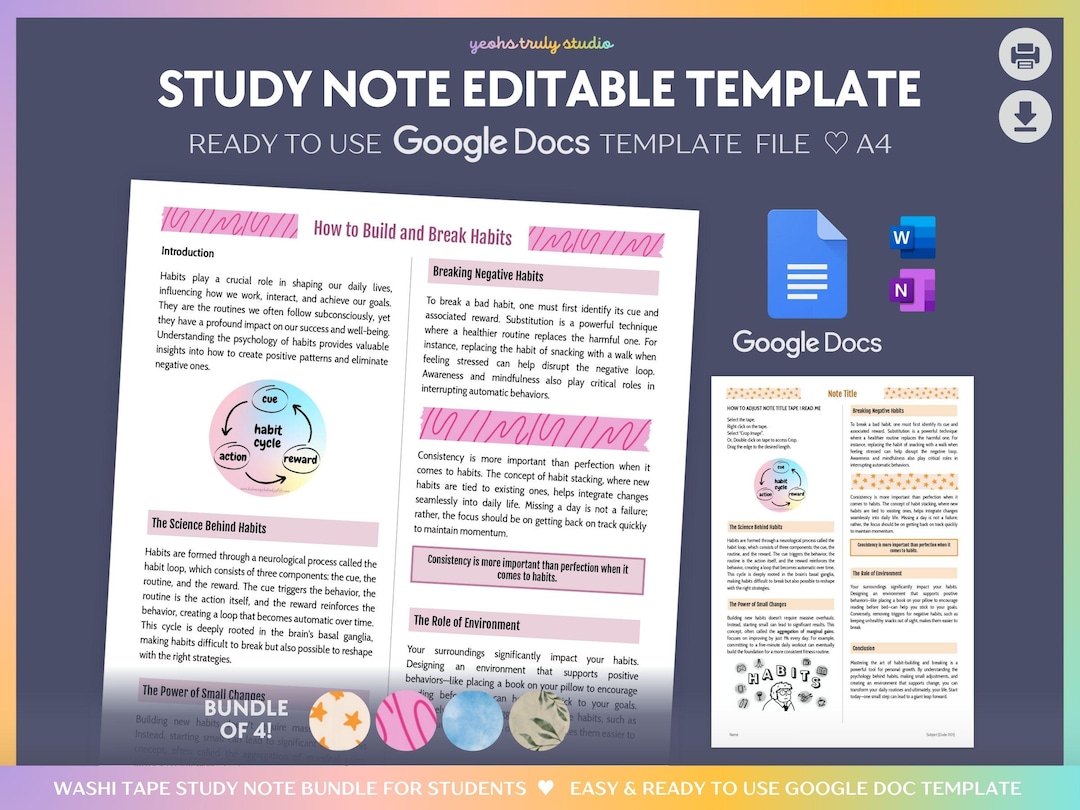Plantilla de notas de estudio editables para estudiantes / Plantilla de ...