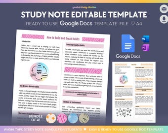 Editable Study Notes Template for Students Ready-to-use Google Docs ...