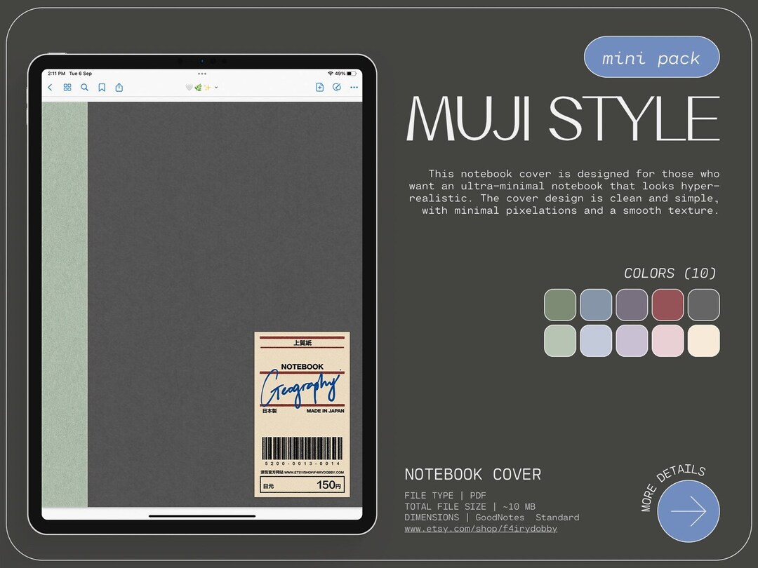 10 MUJI STYLE Notebook Cover Portrait Dark Aesthetic - Etsy