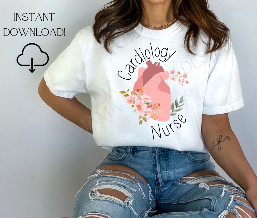 Cardiology Nurse Floral Heart PNG | Cardiac Nurse Shirt Design ...