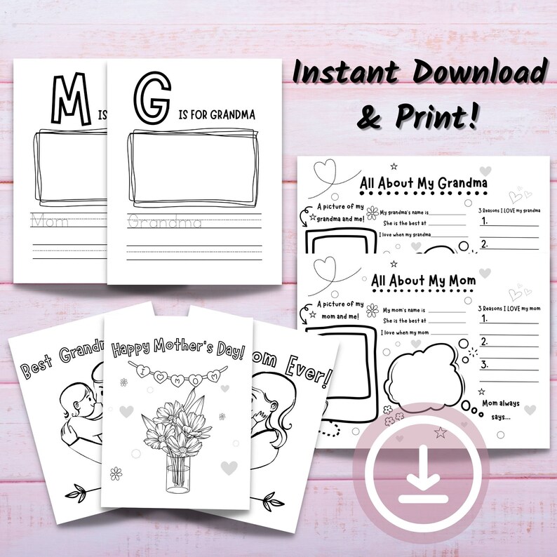 Printable Mother's Day Preschool Worksheets Bundle - Etsy