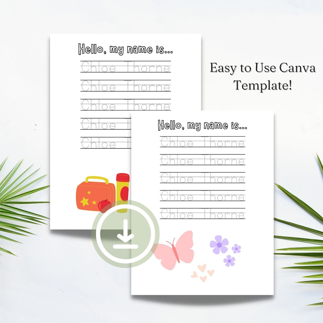 Editable in Canva Template: Kid's Name Trace Worksheet, Learn to Write ...