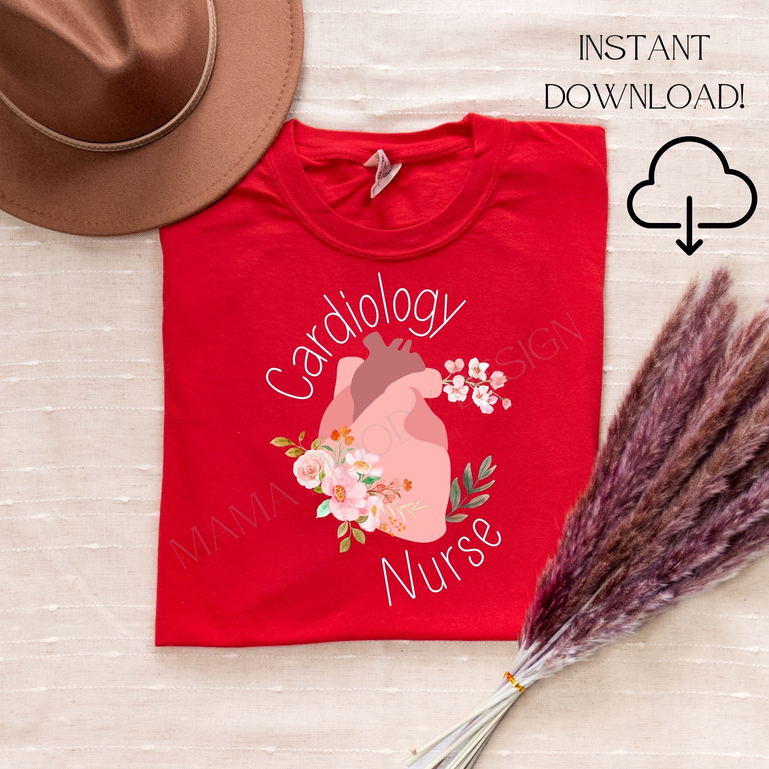 Cardiology Nurse Floral Heart PNG | Cardiac Nurse Shirt Design ...