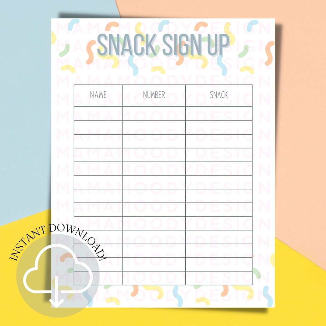Sprinkles Snack Sign-up Sheet Pastel Class Party Snack - Etsy
