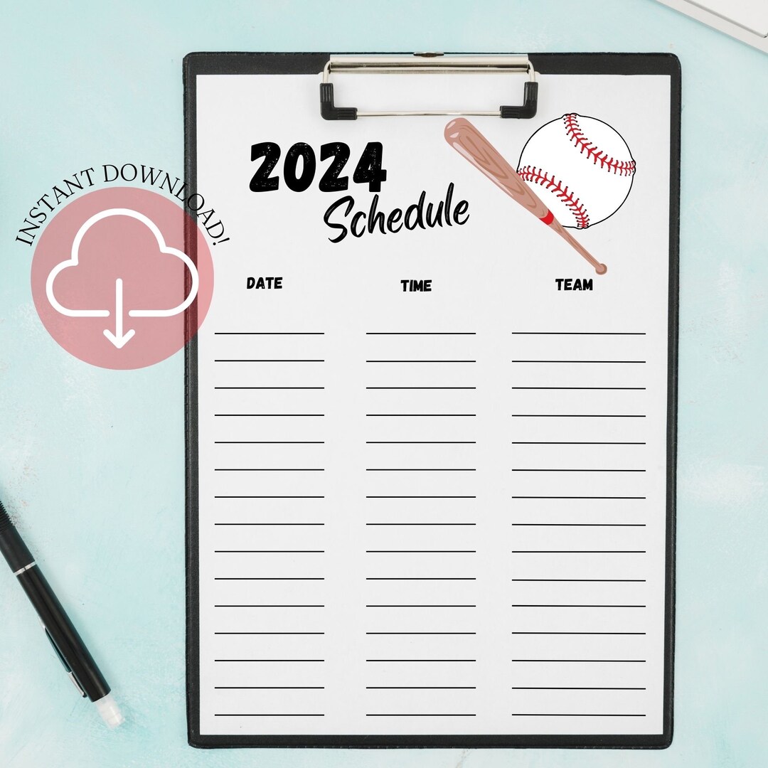 Editable Baseball Schedule 2024 | Canva Template Tball Game Schedule ...
