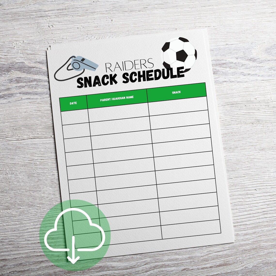 EDITABLE Sports Snack Sign up Sheet | Snack Volunteer Form | Game Day ...
