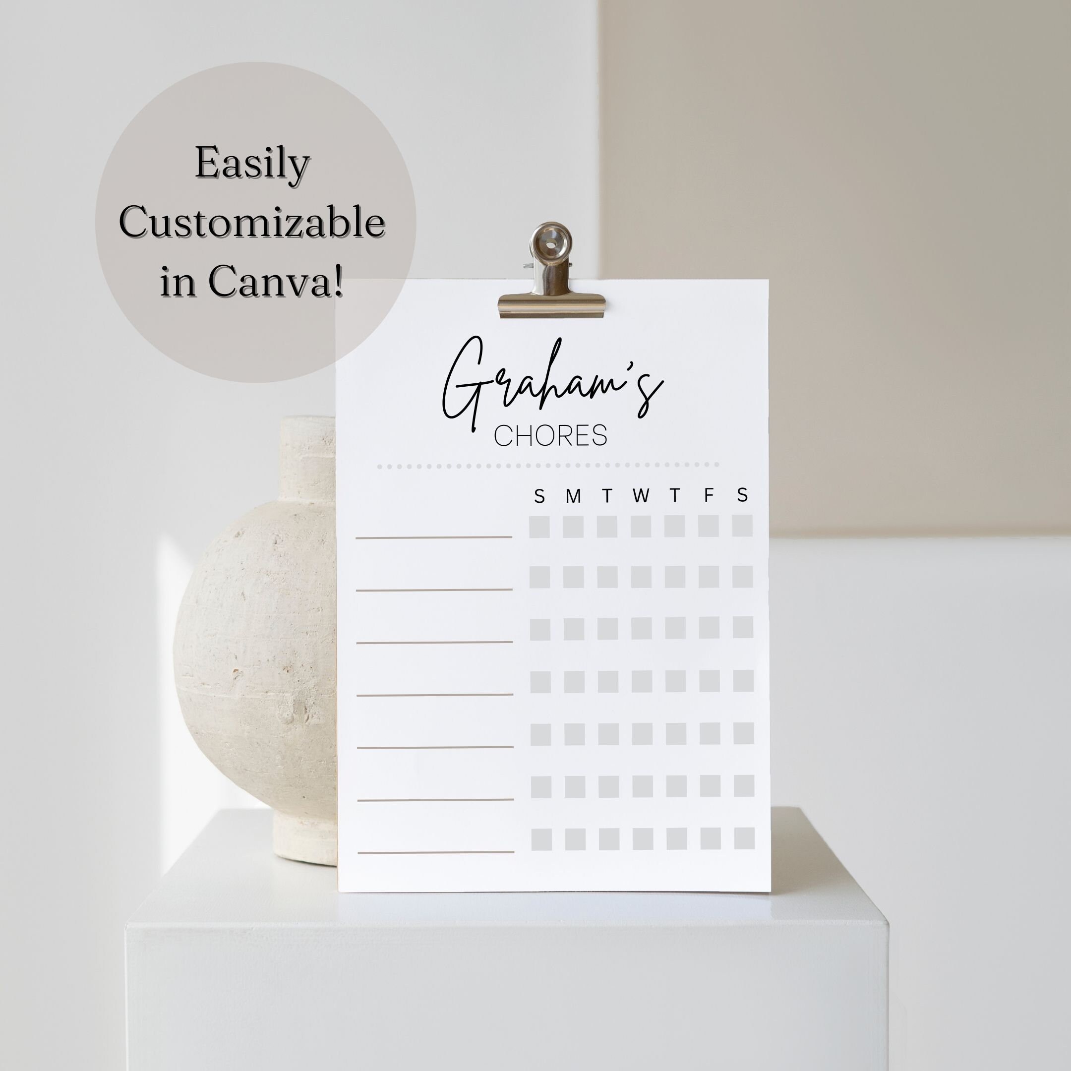 Editable in Canva Template: Children's Printable Chore Chart ...