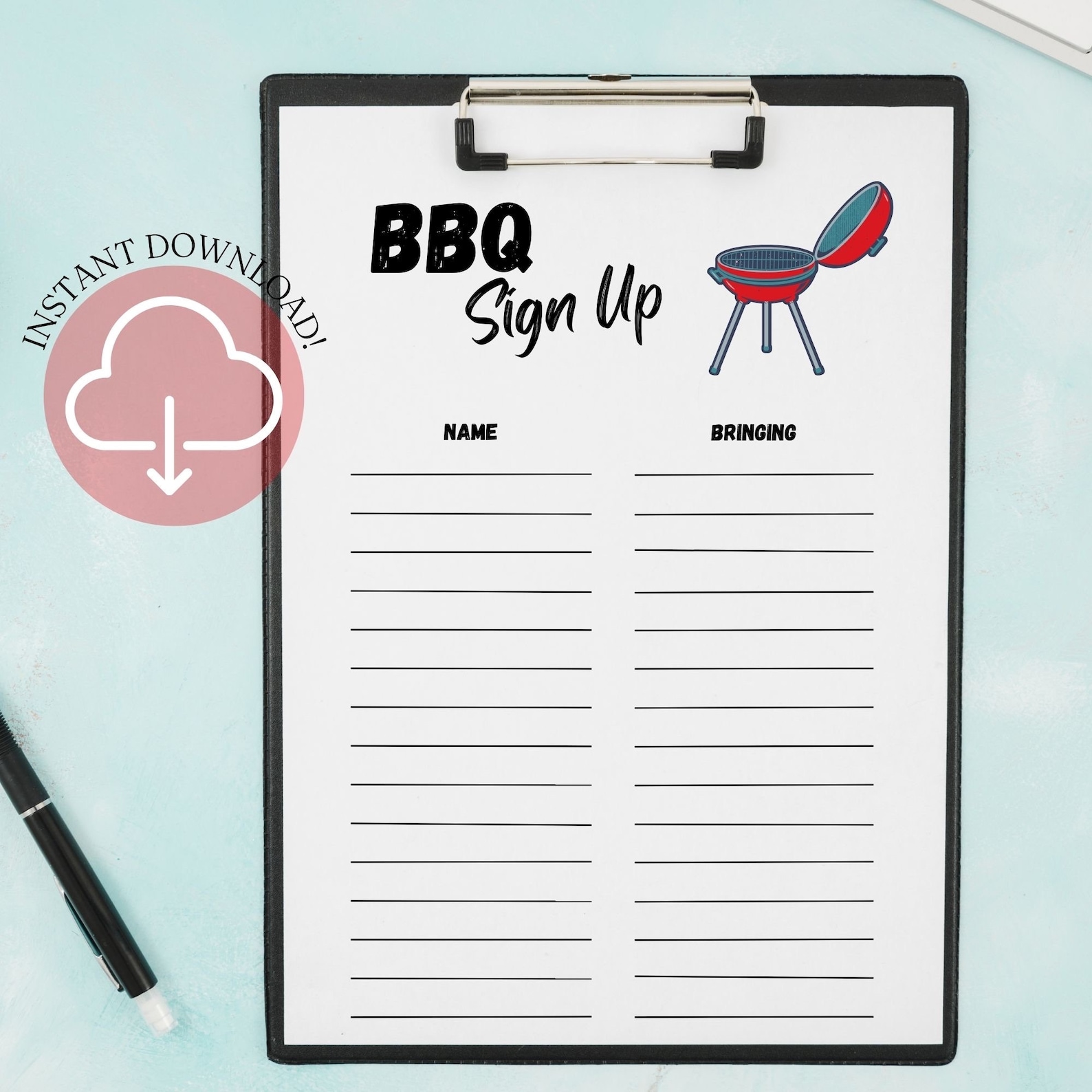 BBQ Sign up Sheet PDF | Cookout Snack Volunteer Sign up | Potluck Sign ...