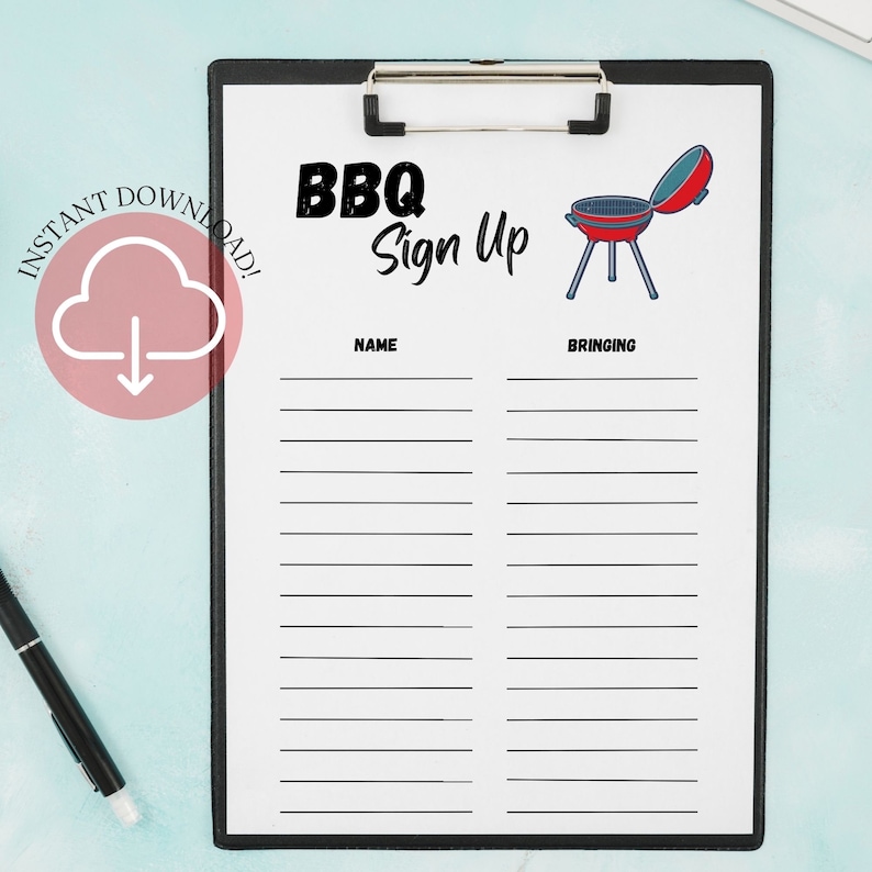 BBQ Sign up Sheet PDF | Cookout Snack Volunteer Sign up | Potluck Sign ...