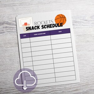EDITABLE Sports Snack Sign up Sheet | Snack Volunteer Form | Game Day ...