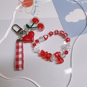 Cherry Striped Key Ring Cute Accessories Key Charm Key Ring Cute ...