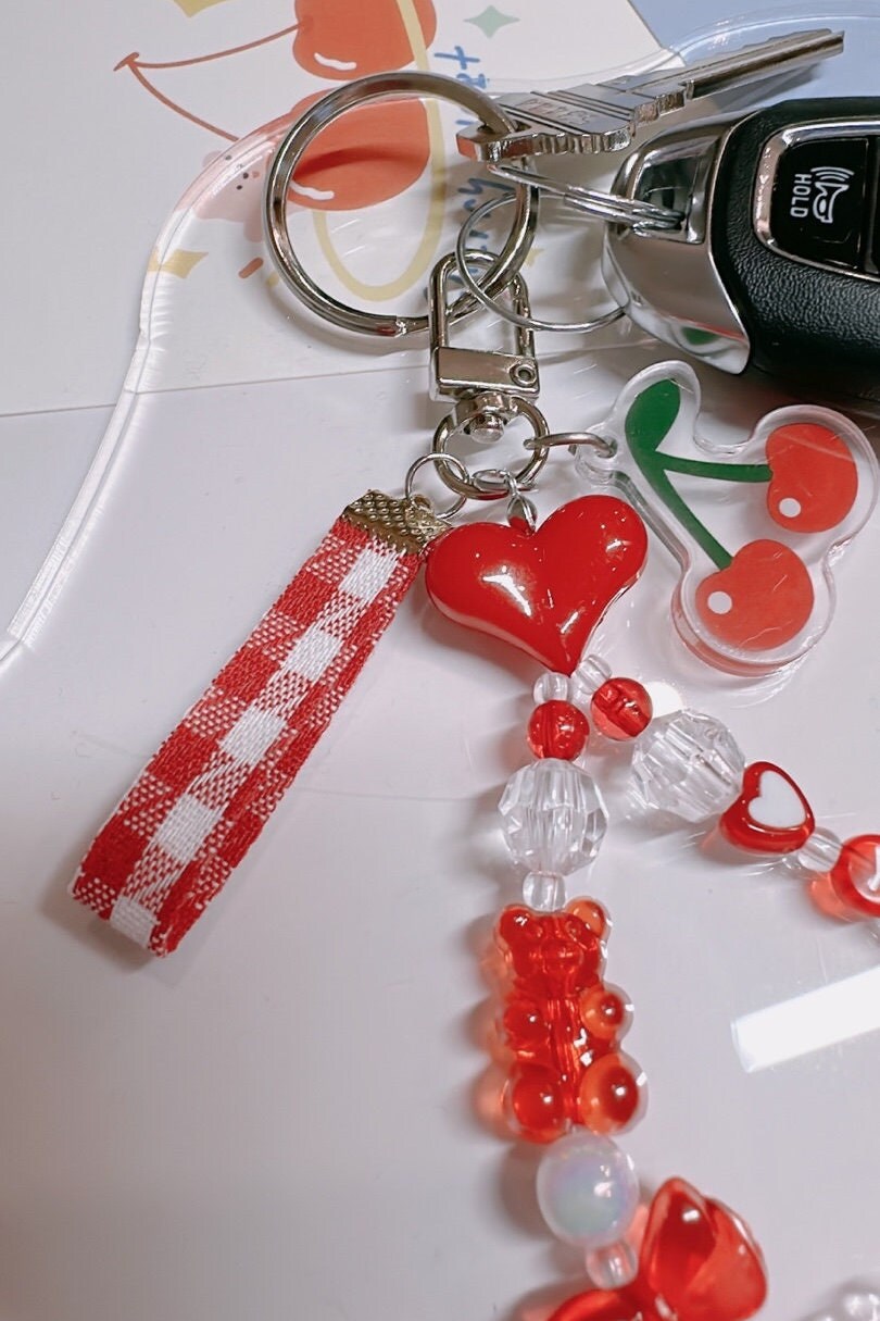 Cherry Striped Key Ring Cute Accessories Key Charm Key Ring Cute ...