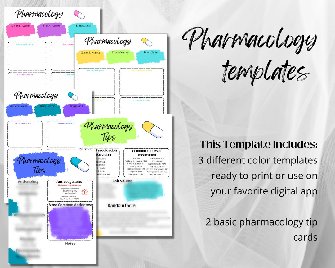 Pharmacology: Printable or Digital Nursing Template - Etsy