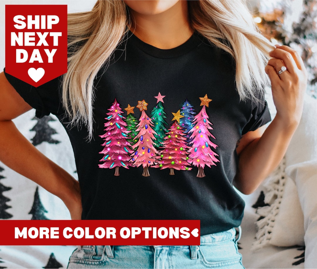 Colorful Christmas Trees Shirt, Nature Lover Gift, Holiday Shirt, Tree ...