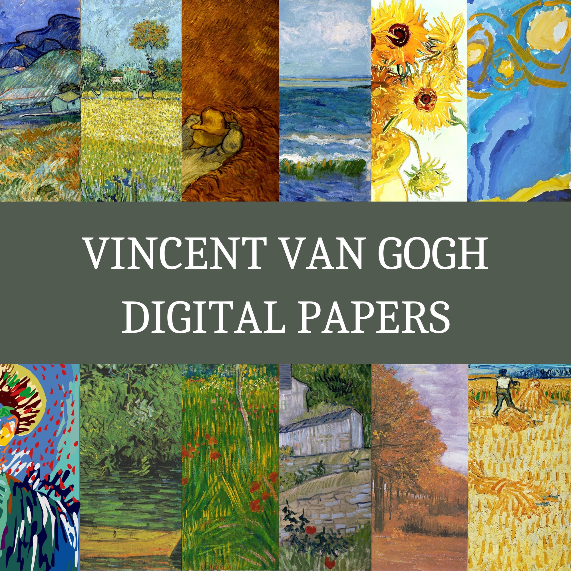 Vincent Van Gogh Paintings Digital Paper - Van Gogh Paintings and ...