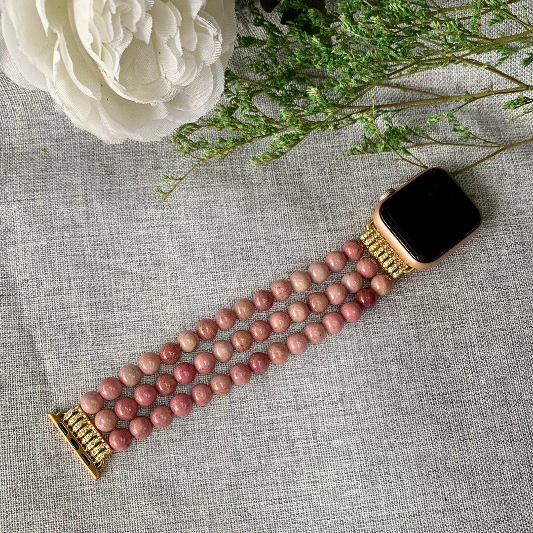 Rhodonite Apple Watch Band-rhodonite Beads Stretch Bracelet-healing ...