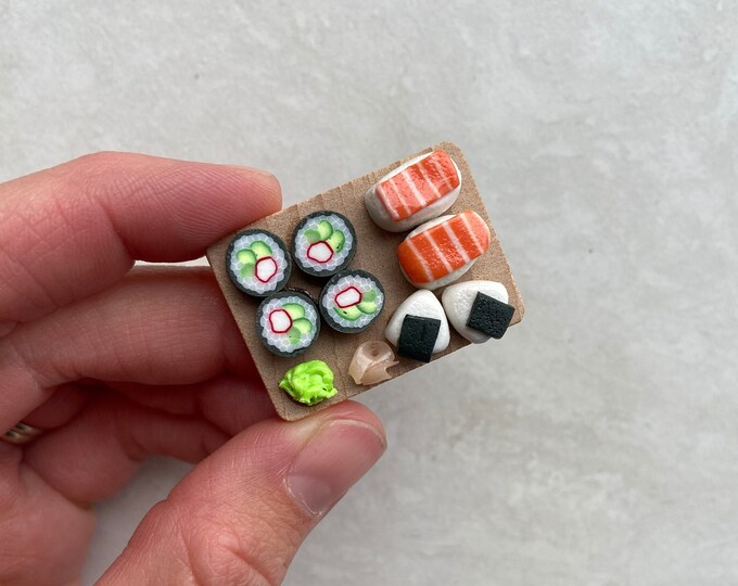 Miniature Sushi Board - Dollhouse Asian Food for Barbie and Maileg ...