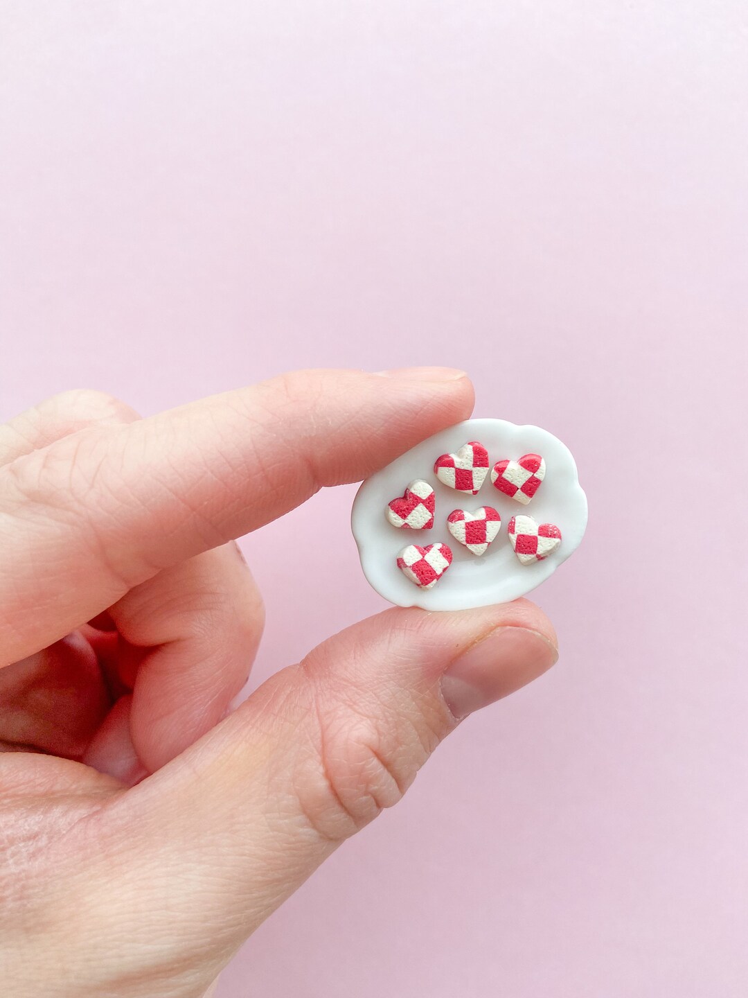 Miniature Checkered Shortbread Heart Cookies Dollhouse Valentines Food ...