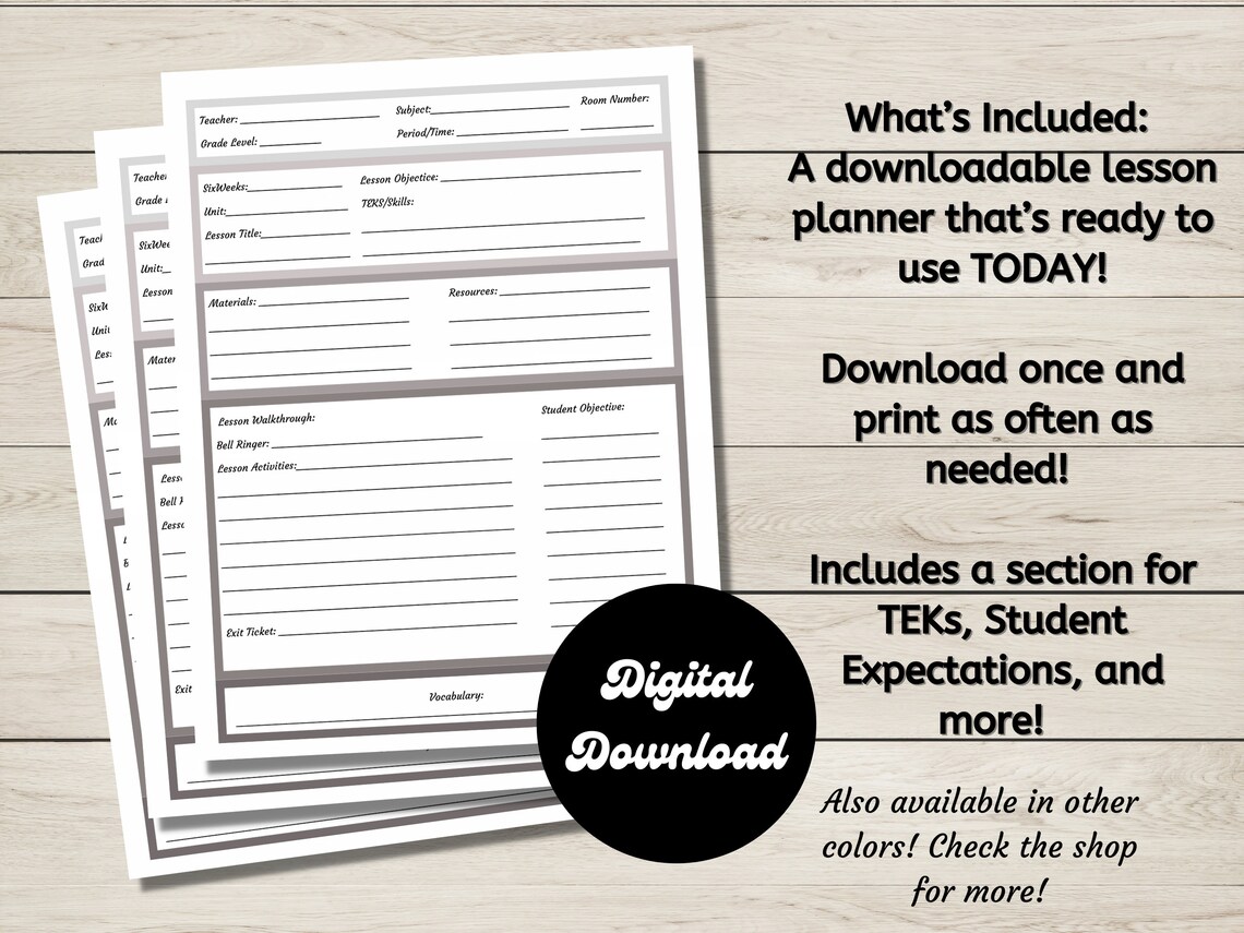 Lesson Planning Template for Texas Teachers | Includes a Section for ...