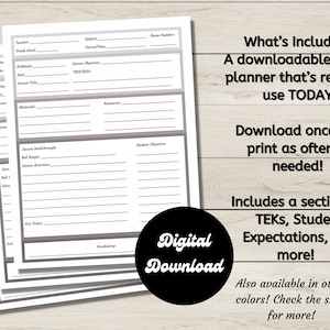 Lesson Planning Template for Texas Teachers | Includes a Section for ...
