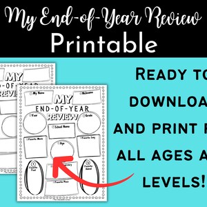 My End-of-year Review Printable | Year in Review Worksheet | New Year's ...
