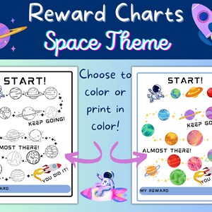 Reward Chart Printable for Kids | 4 Versions | Space-themed | Behavior ...