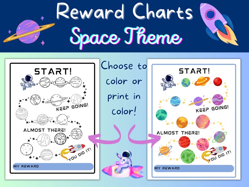 Reward Chart Printable for Kids | 4 Versions | Space-themed | Behavior ...
