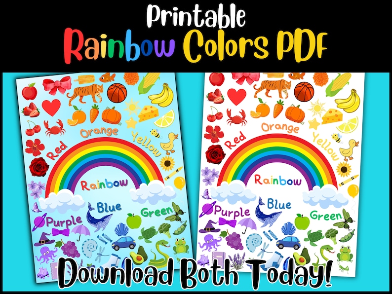 Printable Rainbow Colors PDF, Color Learning Printable, Instant Digital ...