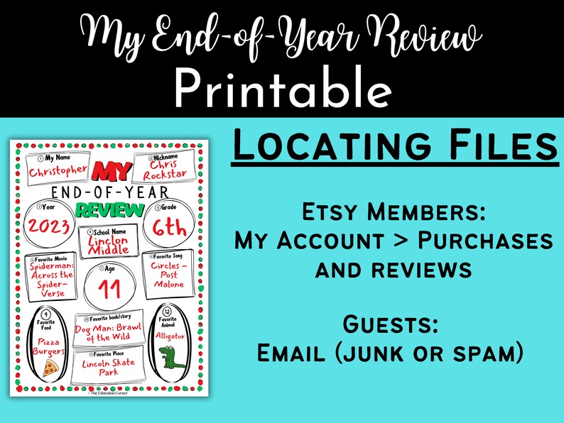 My End-of-year Review Printable | Year in Review Worksheet | New Year's ...
