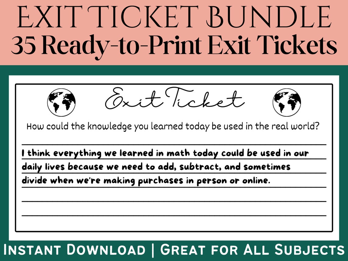 Exit Ticket Bundle | 35 Ready-to-print Exit Tickets for Middle and High ...