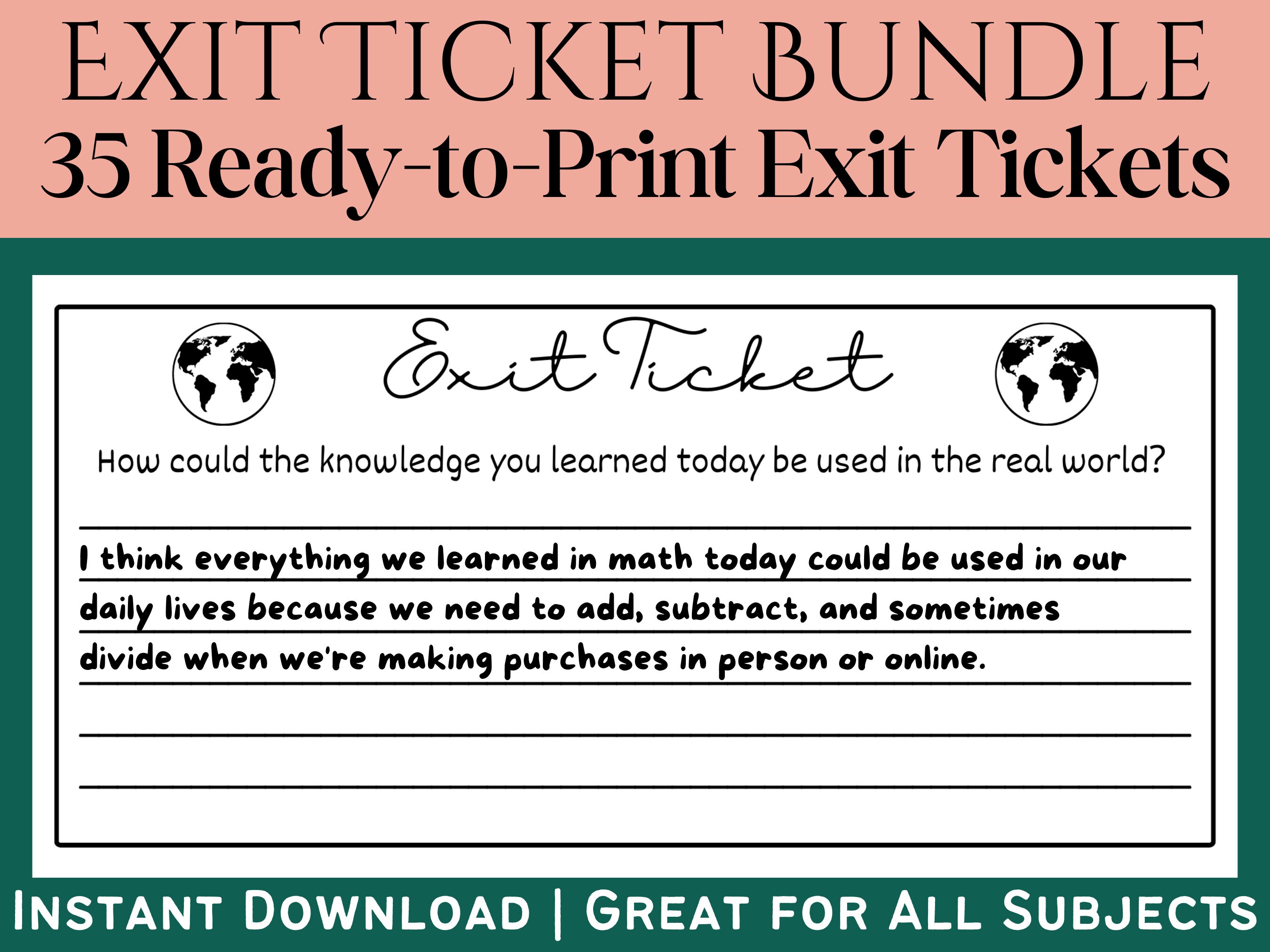 Exit Ticket Bundle | 35 Ready-to-print Exit Tickets for Middle and High ...